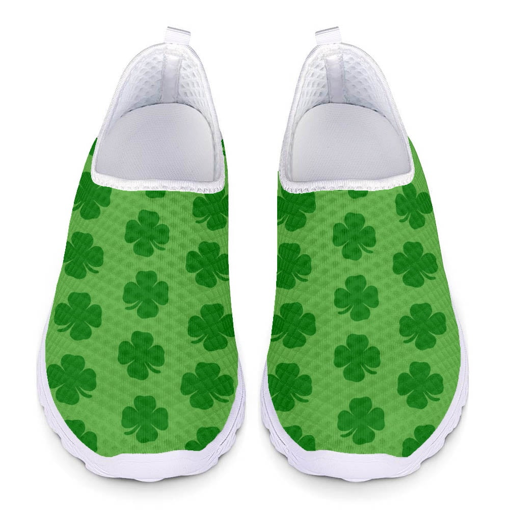 Green Leaves Print Summer Loafers Womans Slip on Flats Plus Size Shoes ...