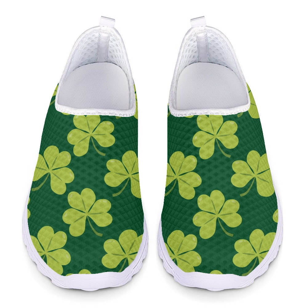 Green Leaves Print Summer Loafers Womans Slip on Flats Plus Size Shoes ...