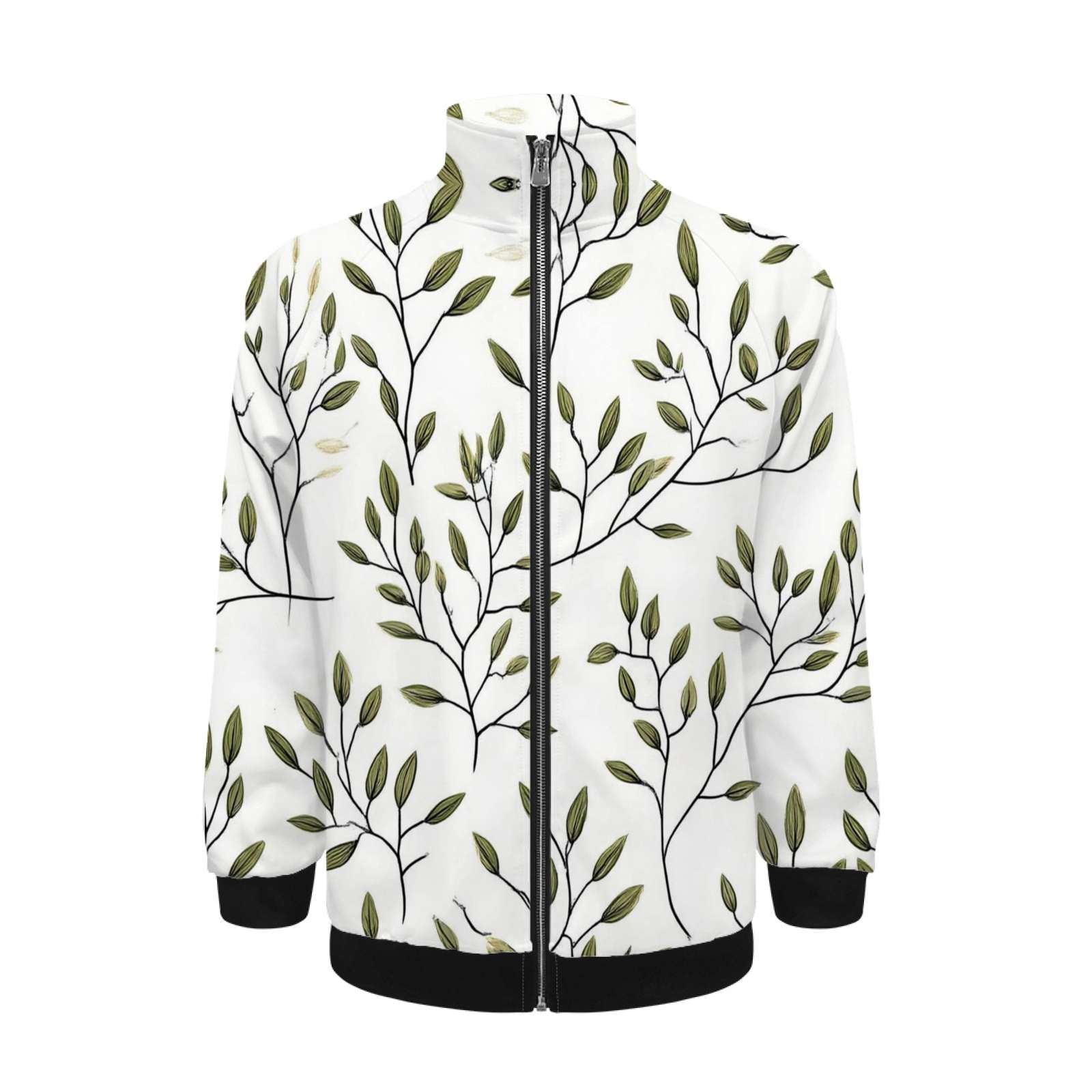 Green Leaves Seamless Pattern Jacket Men's Street Cool Long Sleeves ...