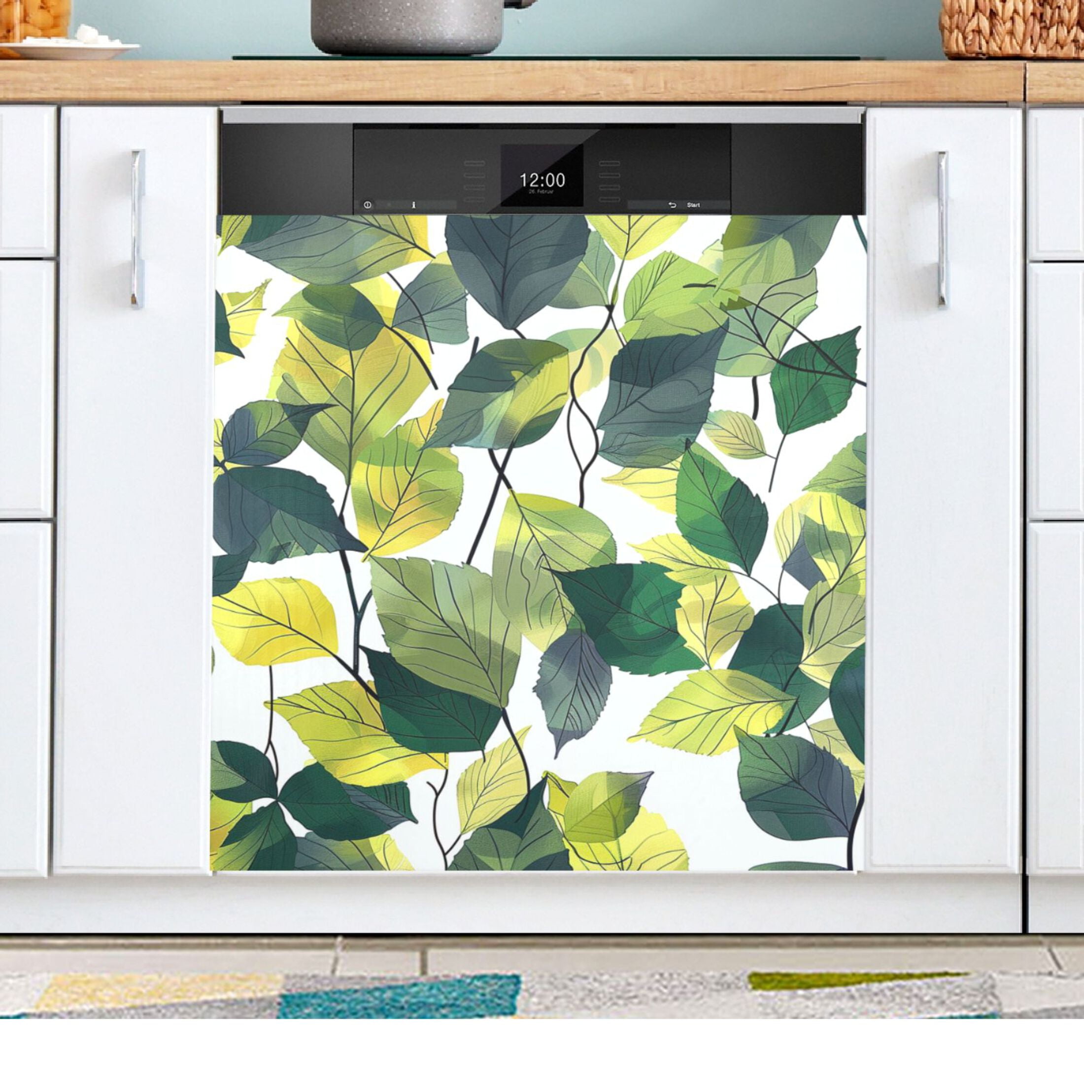 Green Leaves Summer Dishwasher Magnetic Refrigerator Magnet Cover ...