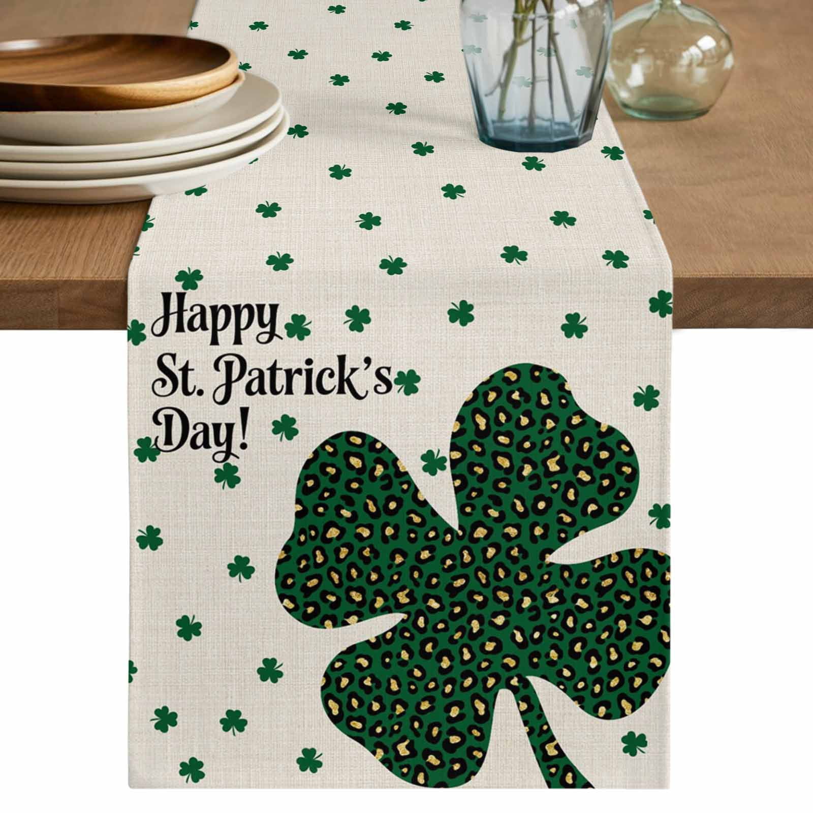 Green Leaves Table Runner 48 Inches, Elegant Pastoral Leaf Rustic Retro ...