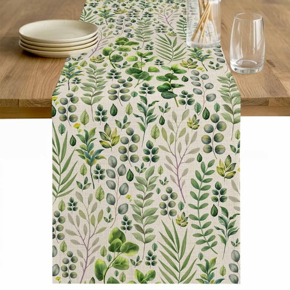 Green Leaves Table Runner 72 Inches Long Farmhouse Dress Scarves ...