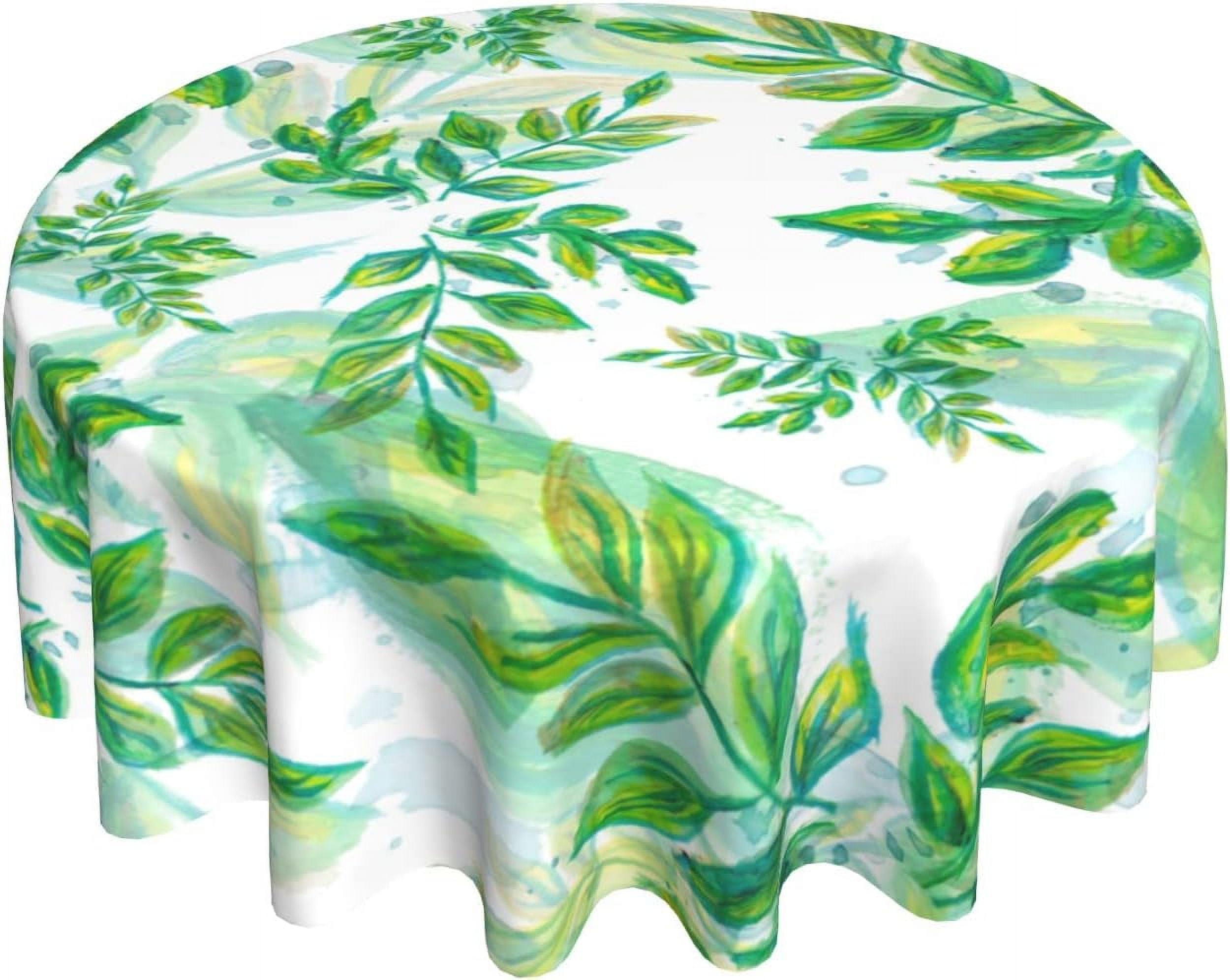 Green Leaves Tablecloth 60 Inch Summer Floral Farmhouse Sage Green Leaf ...