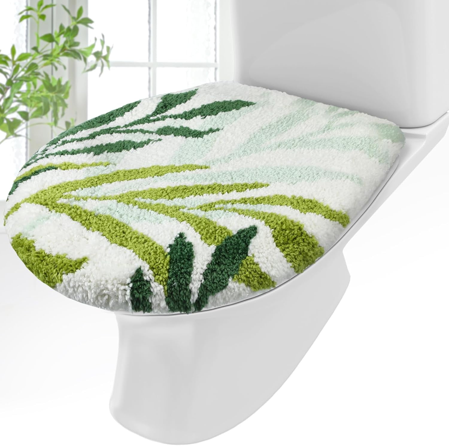 Green Leaves Toilet Seat Covers Bathroom Toilet Lid Cover Soft ...