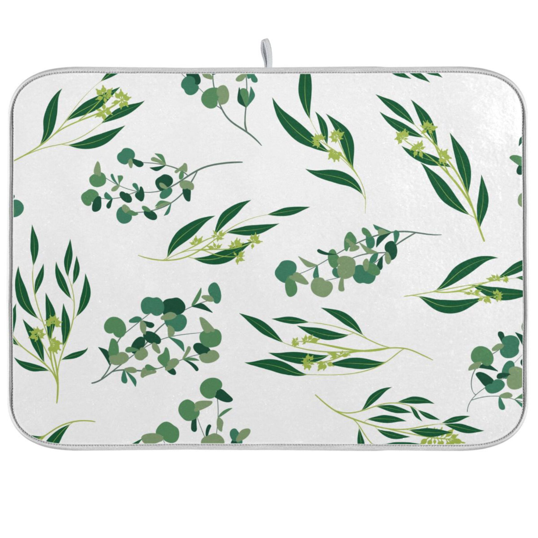 Green Leaves Tropical Dish Drying Mat Microfiber Kitchen Pad Large ...