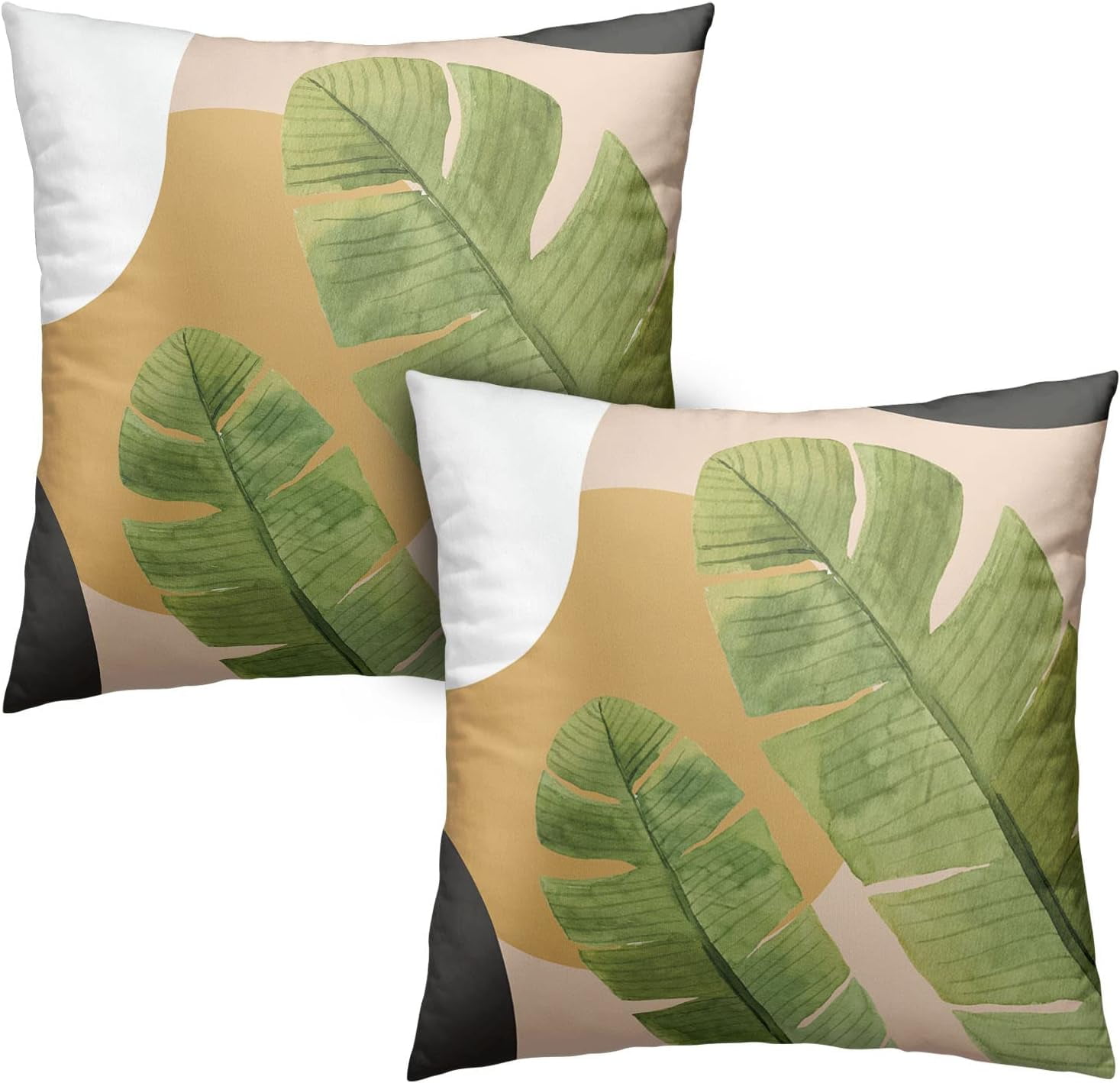 Green Leaves Tropical Throw Pillow Covers Summer Palm Tree Couch Covers ...