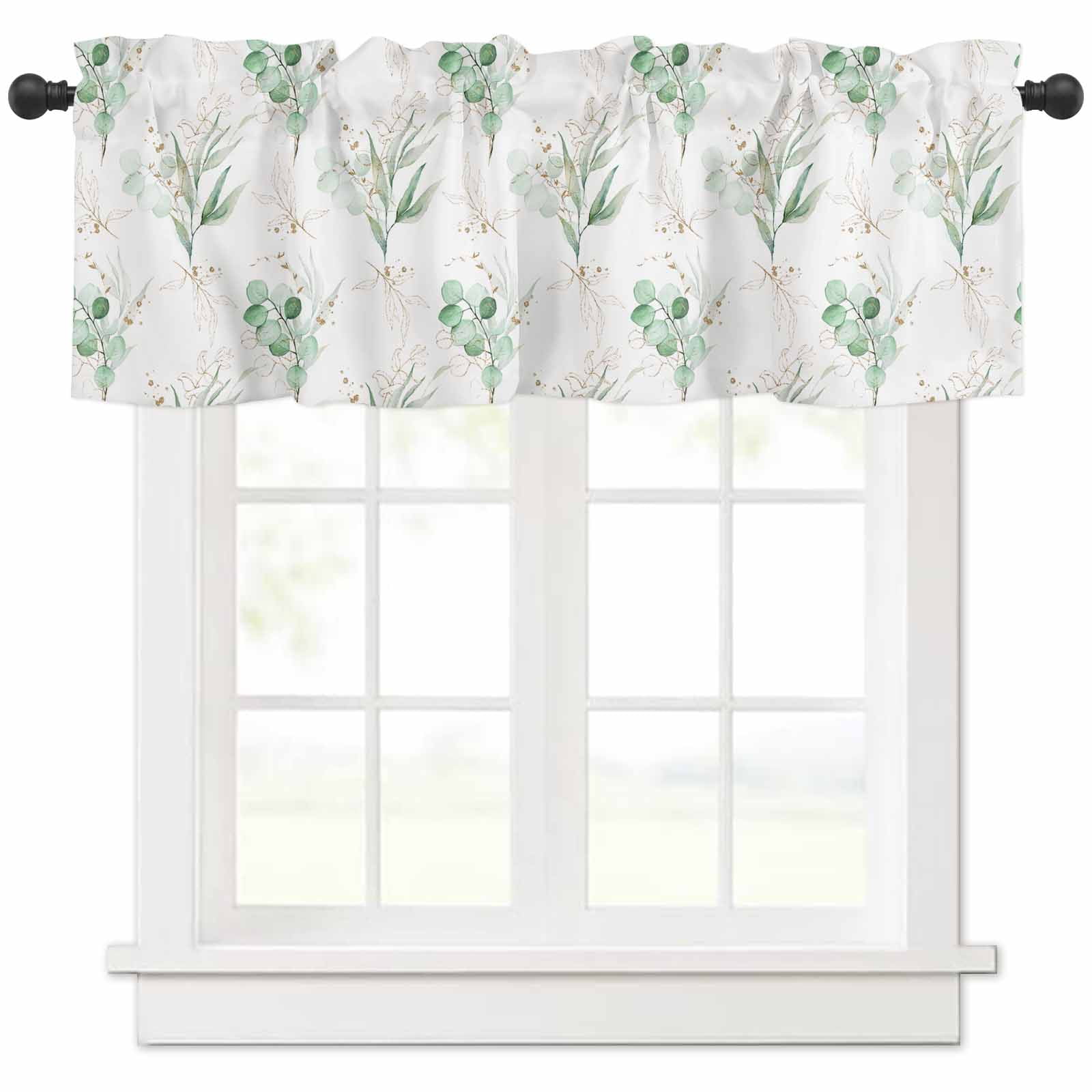 Green Leaves Valances for Windows Farmhouse Kitchen Curtains Valances ...