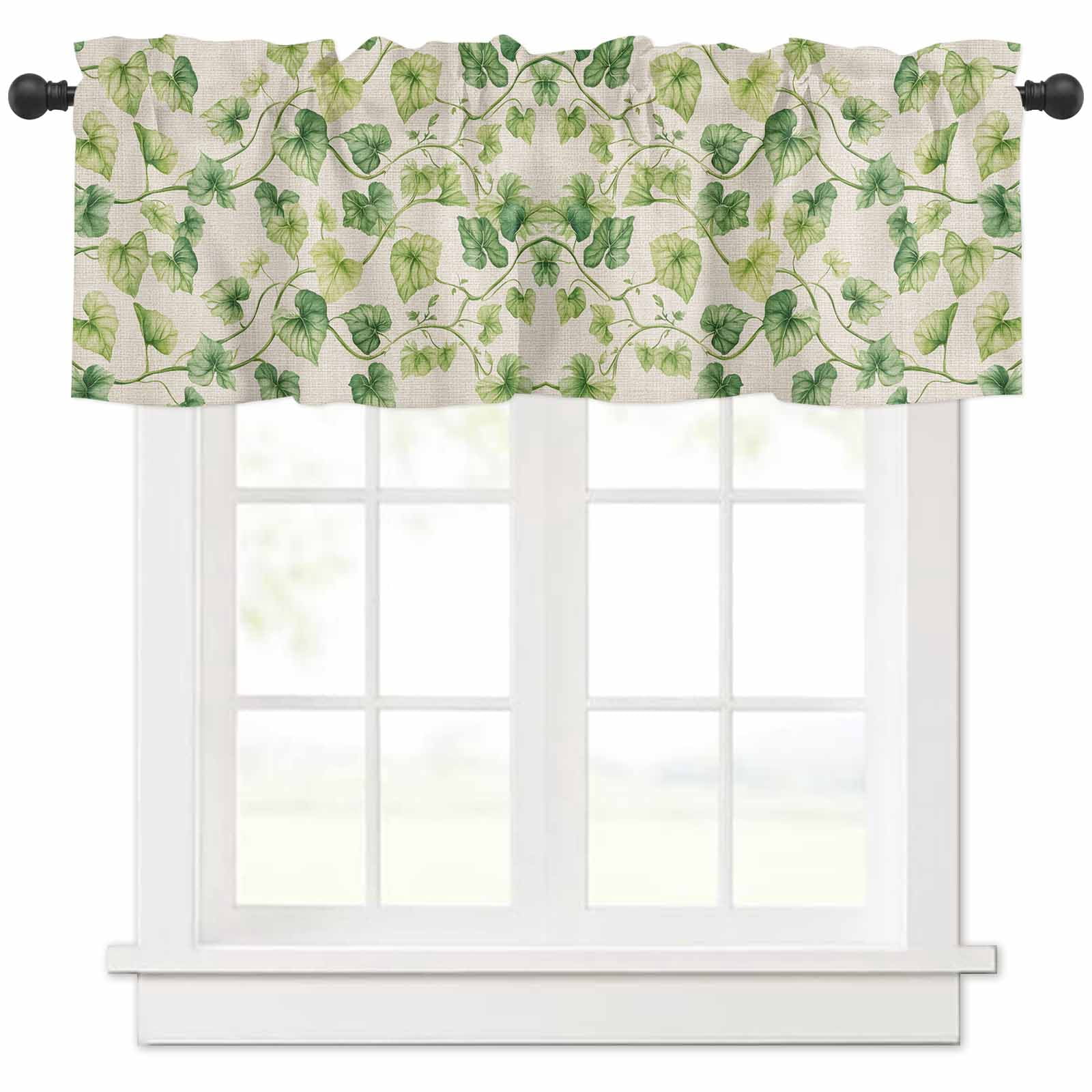 Green Leaves Valances for Windows Farmhouse Kitchen Curtains Valances ...