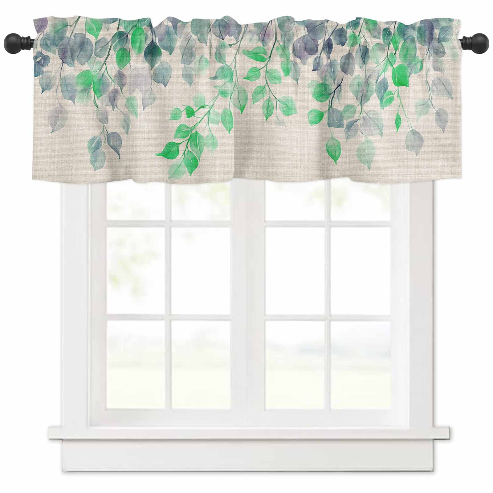 Green Leaves Valances for Windows Farmhouse Kitchen Curtains Valances ...