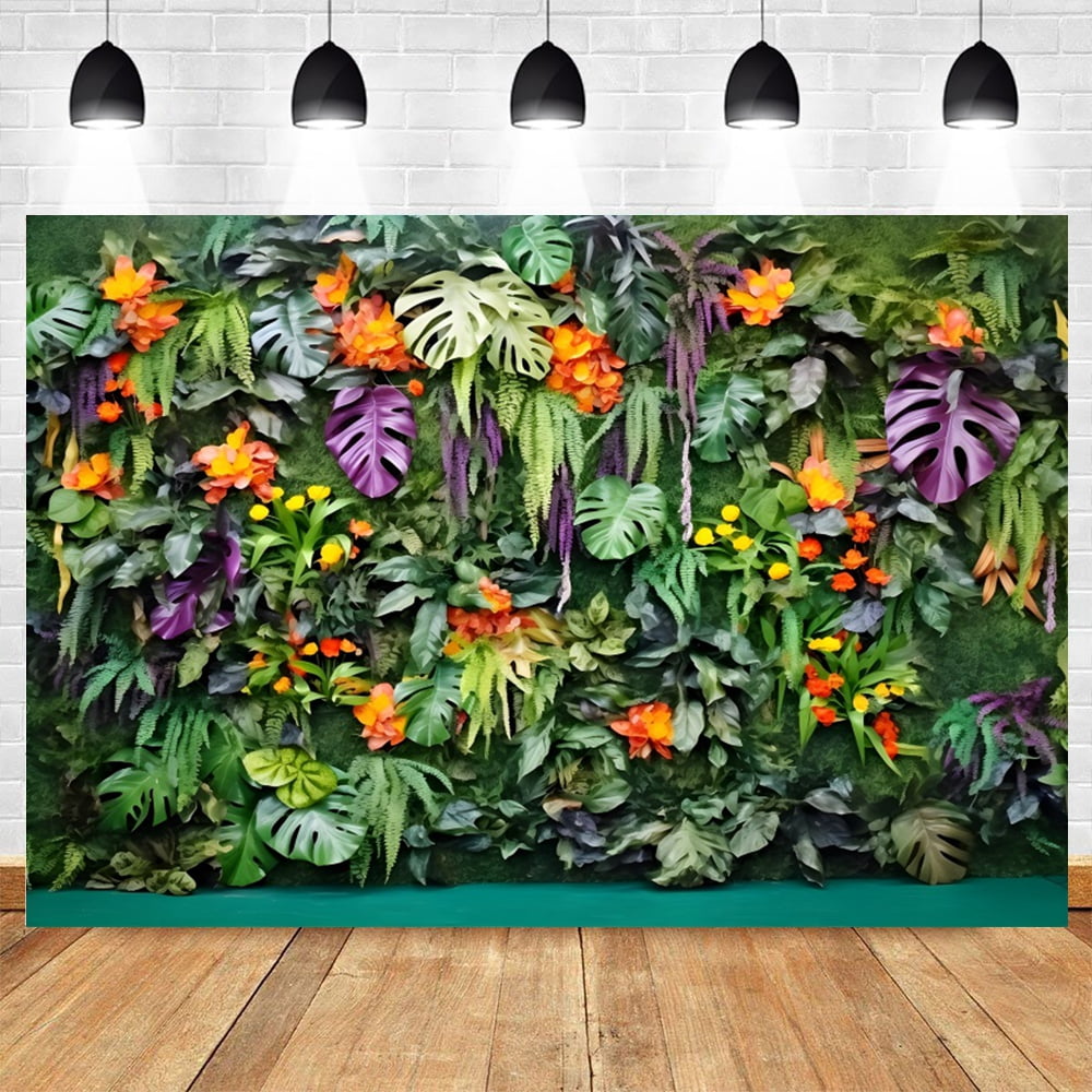 Green Leaves Wall Photography Backdrop Tropical Jungle Natural Leaf ...