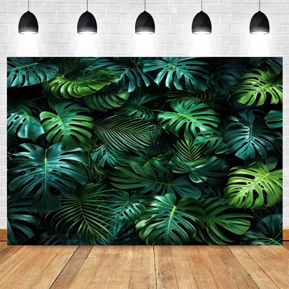 Green Leaves Wall Photography Backdrop Tropical Jungle Natural Leaf ...