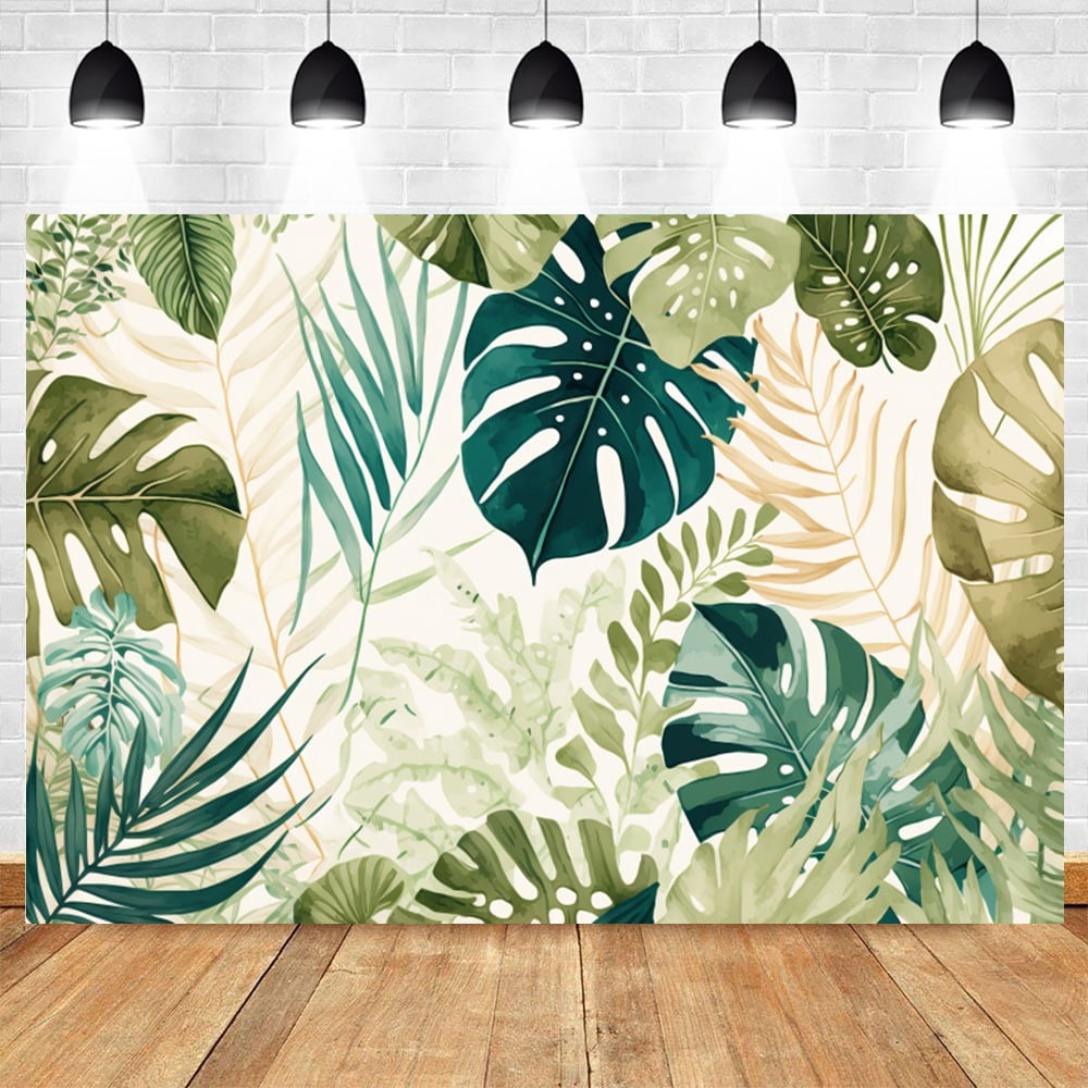 Green Leaves Wall Photography Backdrop Tropical Jungle Natural Leaf ...