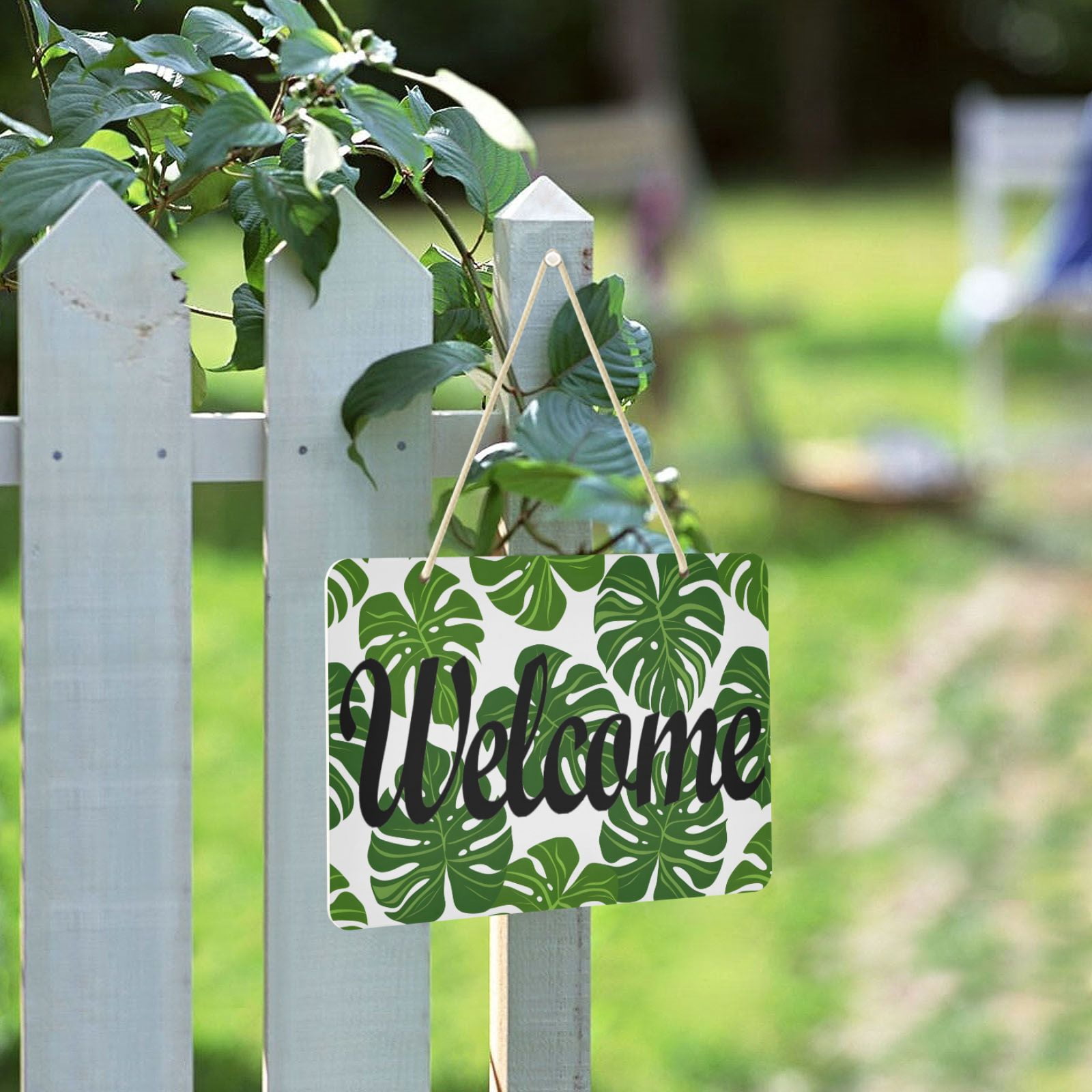 Green Leaves Welcome Sign for Front Door Porch Wreath Door Sign Home ...