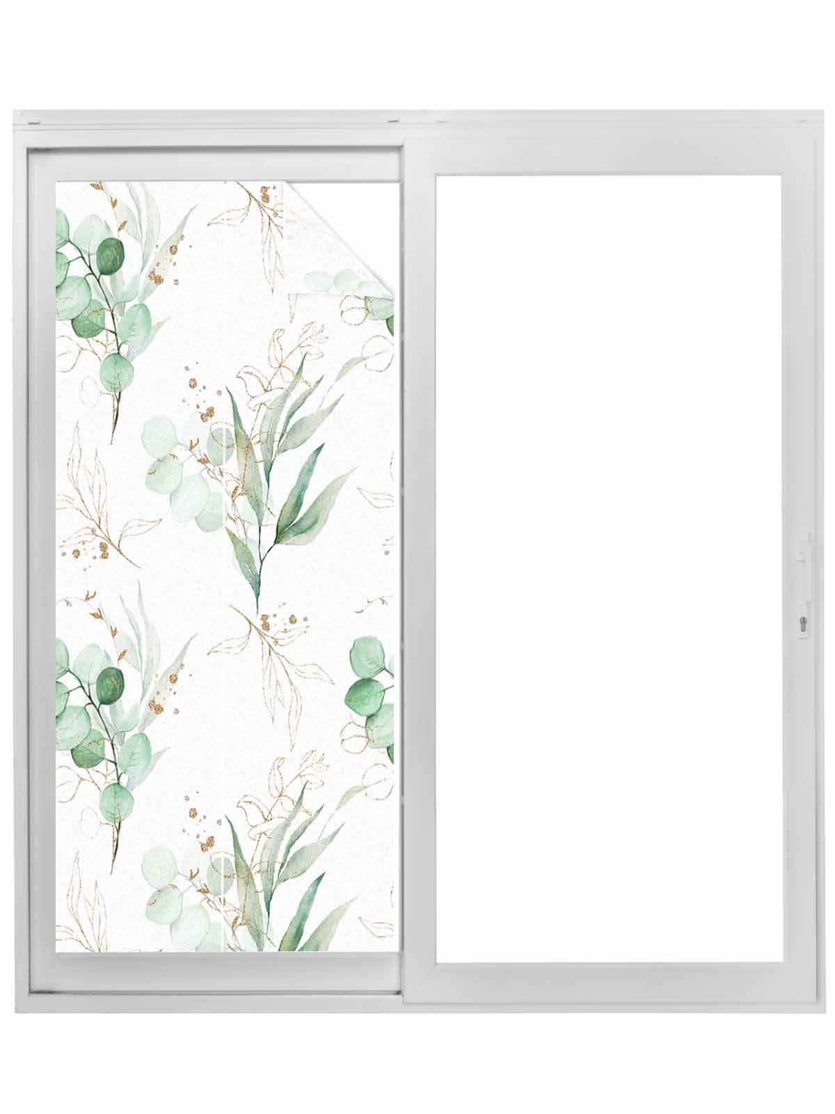 Green Leaves Window Privacy Film Stained Glass Window Film Decorative ...