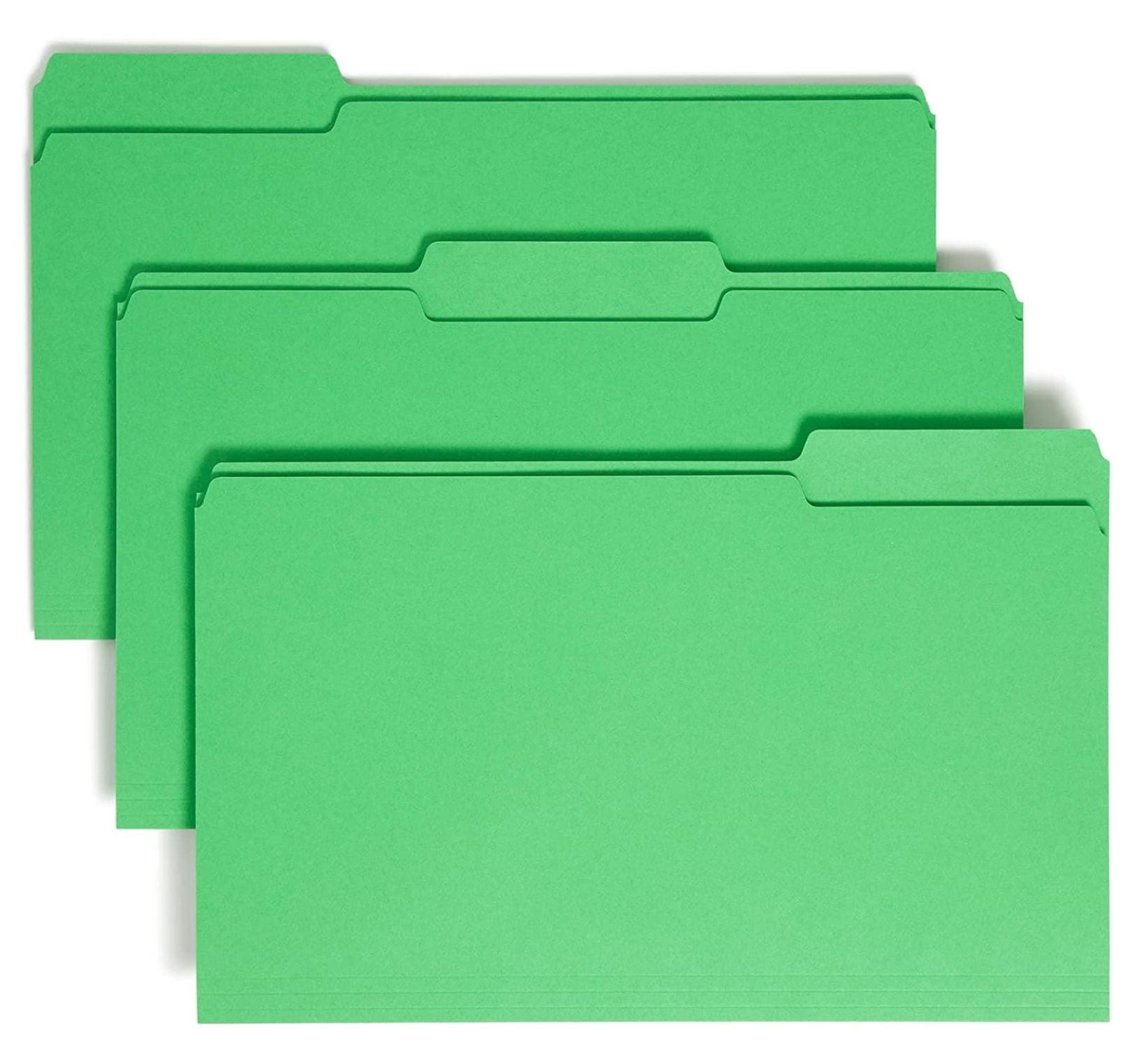 Green Legal File Folders 1/3 Cut Tab - 100 Pack - Legal Size Folders ...