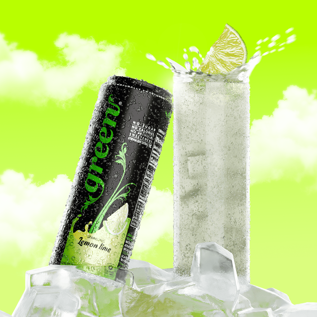 Green Lemon Lime - No Sugar, No Calories, Naturally Sweetened with 100% ...