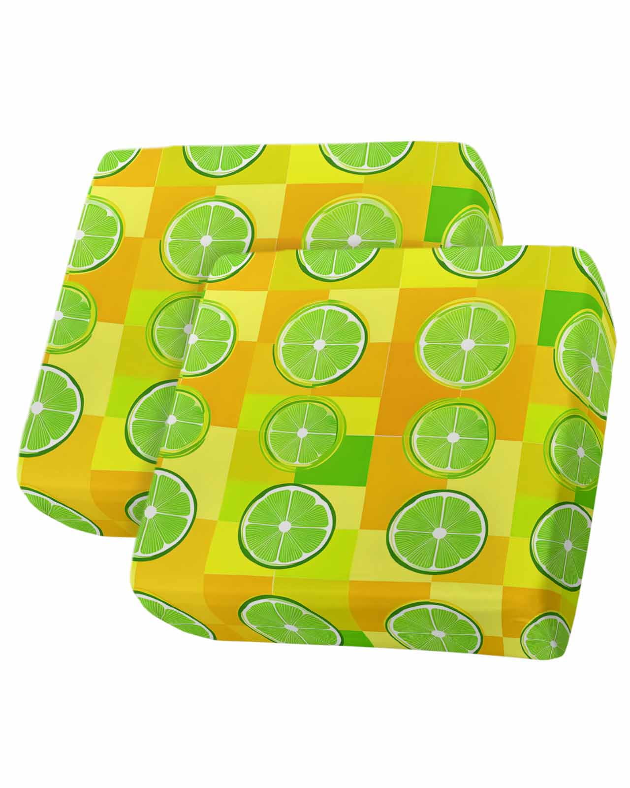 Green Lemon Plaid Sofa Couch Cushion Covers Washable, Removable ...