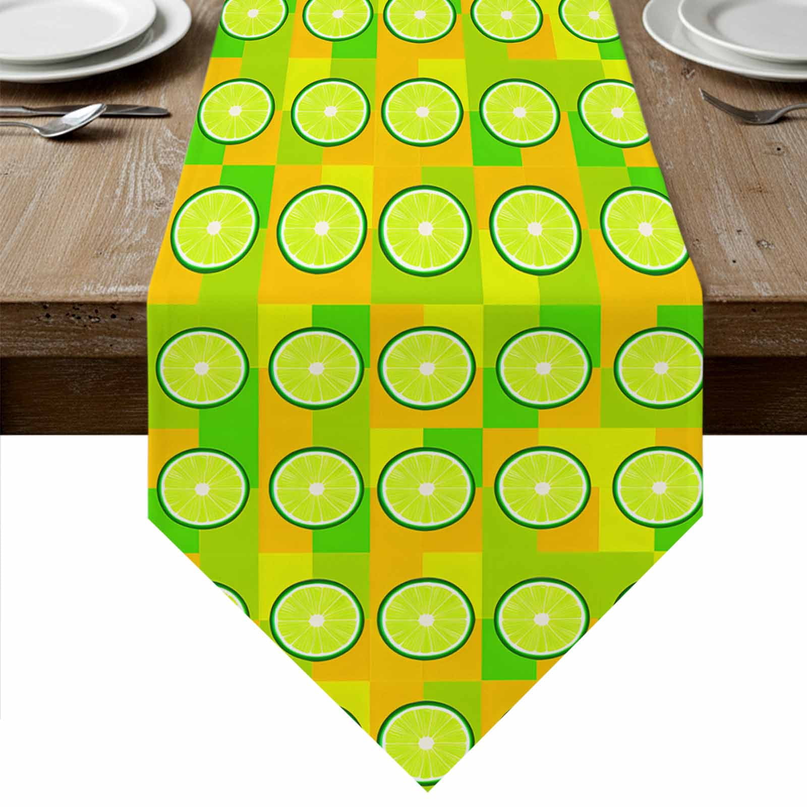 Green Lemon Plaid Table Runner Linen Burlap Table Runner 72 Inches Long ...