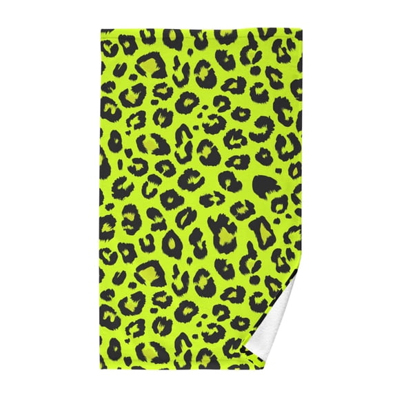 Green Leopard Pattern Bath Towel 100% Cotton Soft Thick High Absorbency ...