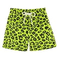 Green Leopard Pattern Swim Trunks Quick Dry Beach Pool Board Shorts ...