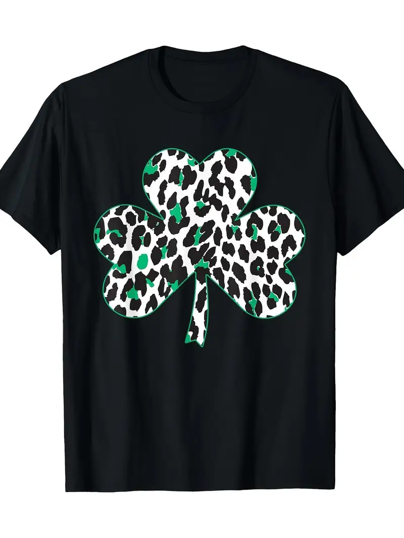 Green Leopard Print Shamrock St Patricks Day Unisex Short Sleeve T ...