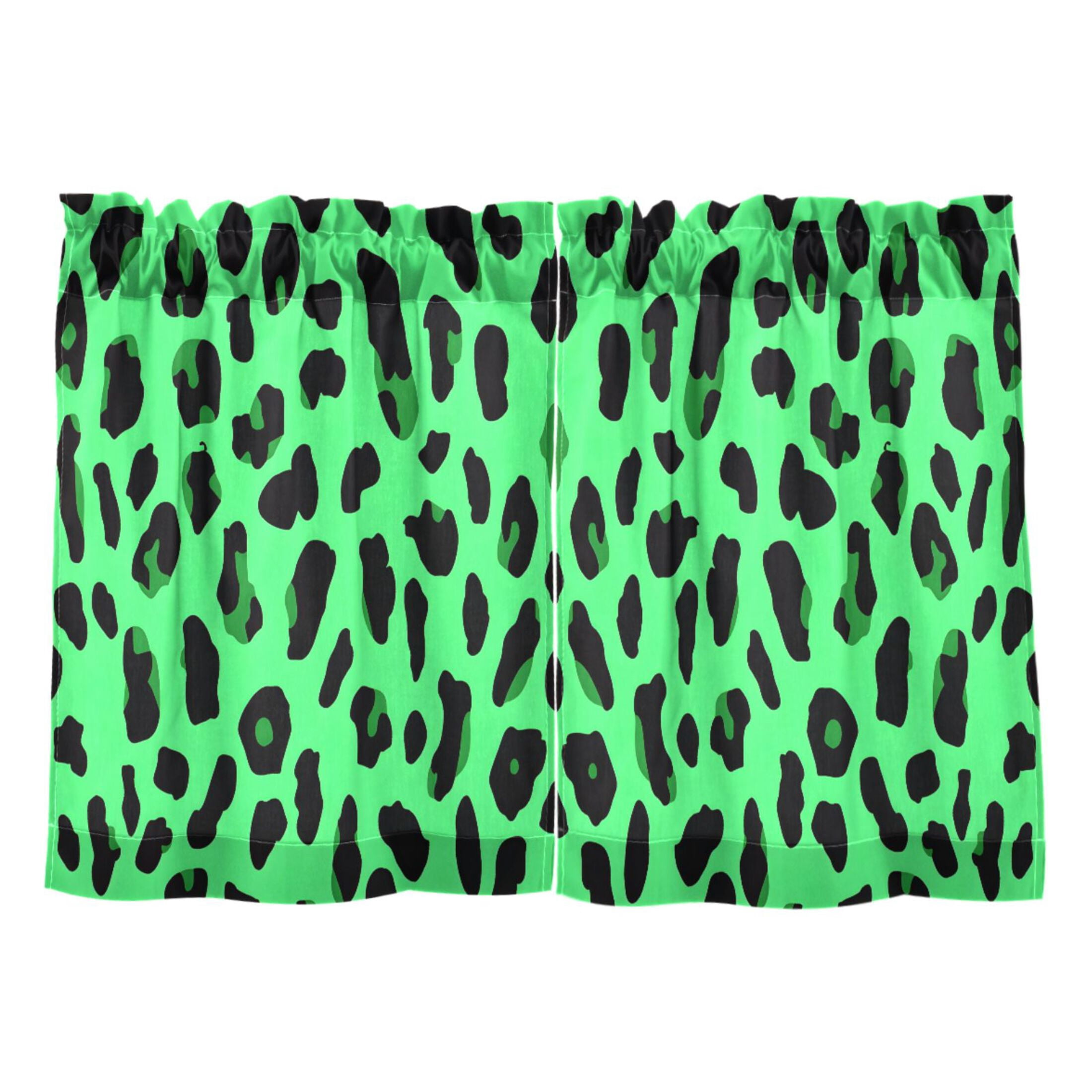 Green Leopard Print Tier Curtains Tier Kitchen Living Room Bedroom ...