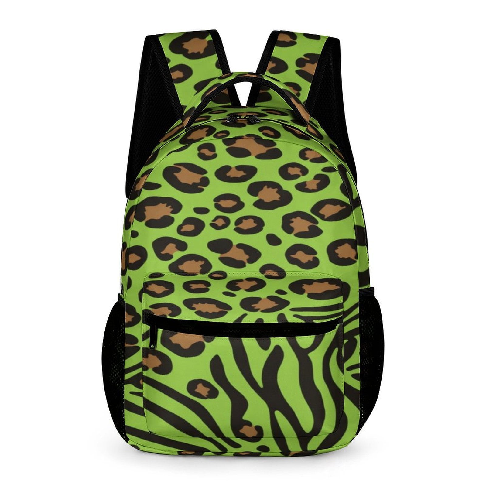 Green Leopard Zebra Print Backpack Student Bookbag School Bag Laptop ...