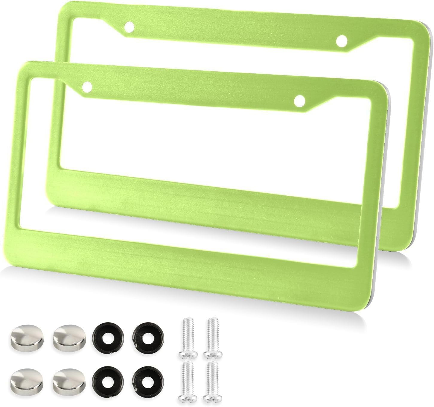 Green License Plate Frame - 2 Pack Universal Stainless Steel License ...