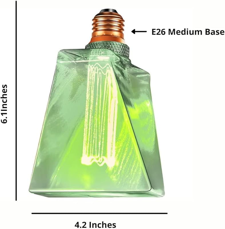 Green Light Bulbs LED Vintage Light Bulb 3.5W Equivalent 20W Ice Shaped ...