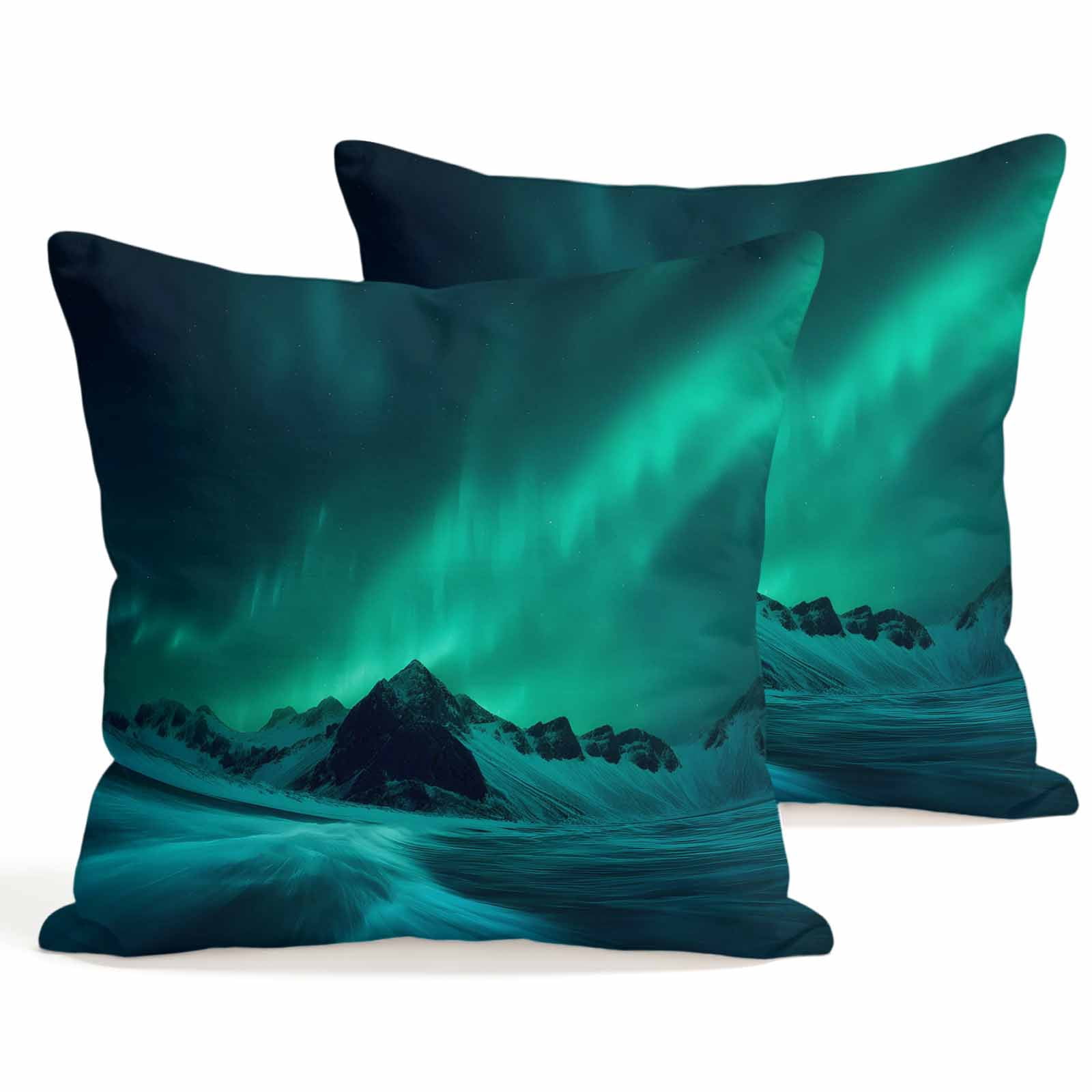 Green Light Mountain Throw Pillow Covers 18 x 18 Inch Pillow Covers Set ...
