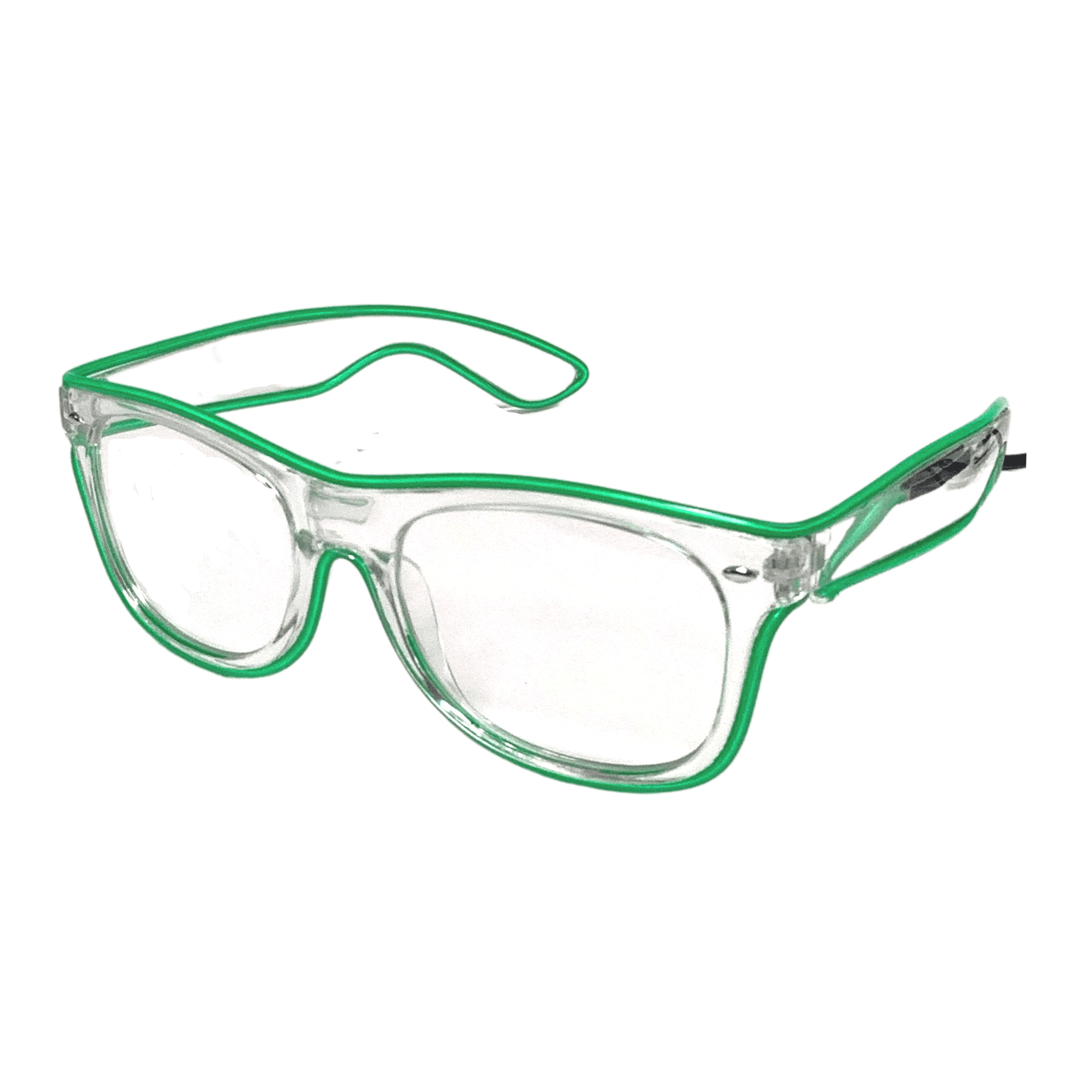 Green Light Up Clear Glasses with Sound Activated AAA Battery Pack ...