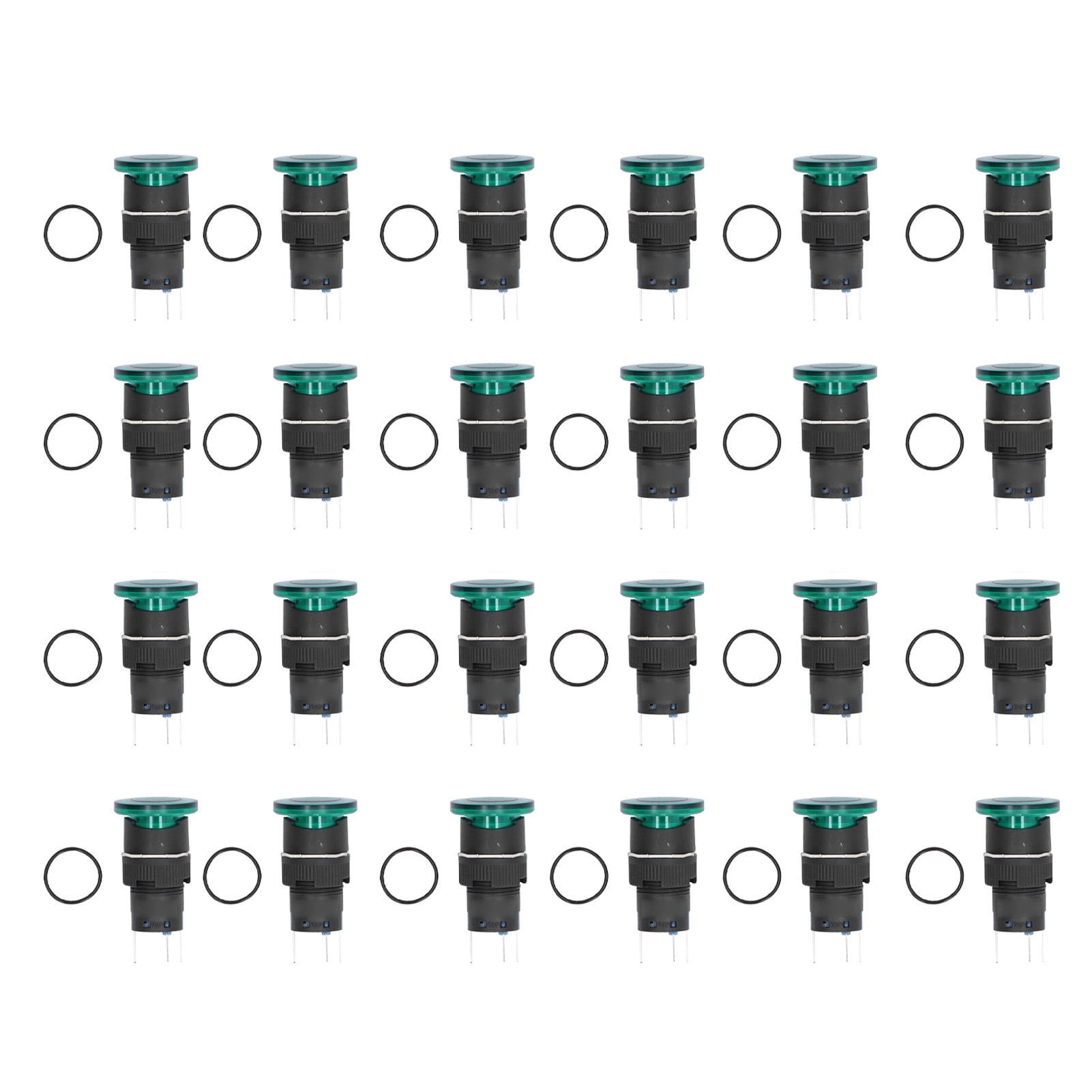Green Lighted Self-Locking Mushroom Push Button Switches, 25 Pieces ...