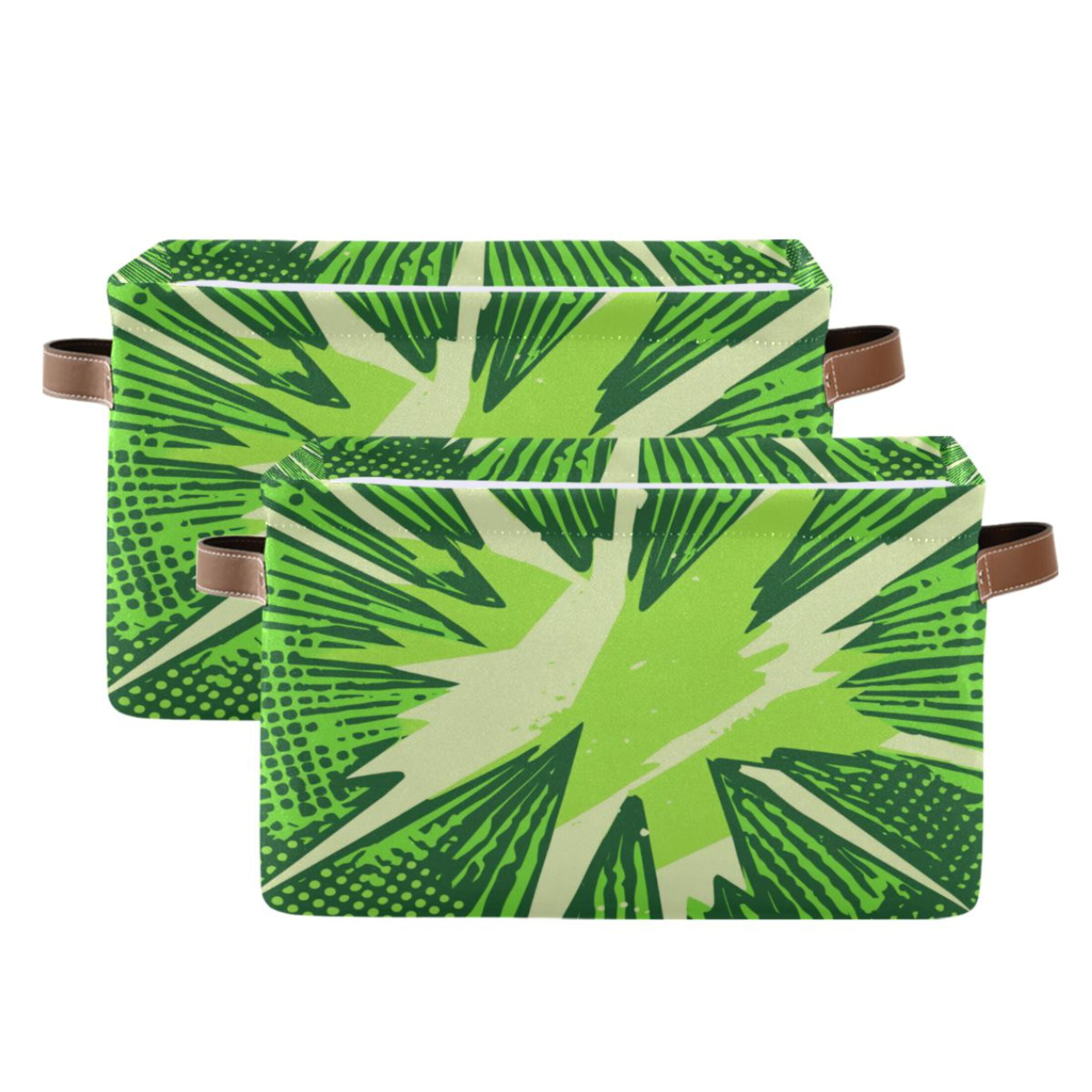 Green Lightning Bolts Pattern Foldable Storage Basket,Canvas Fabric ...