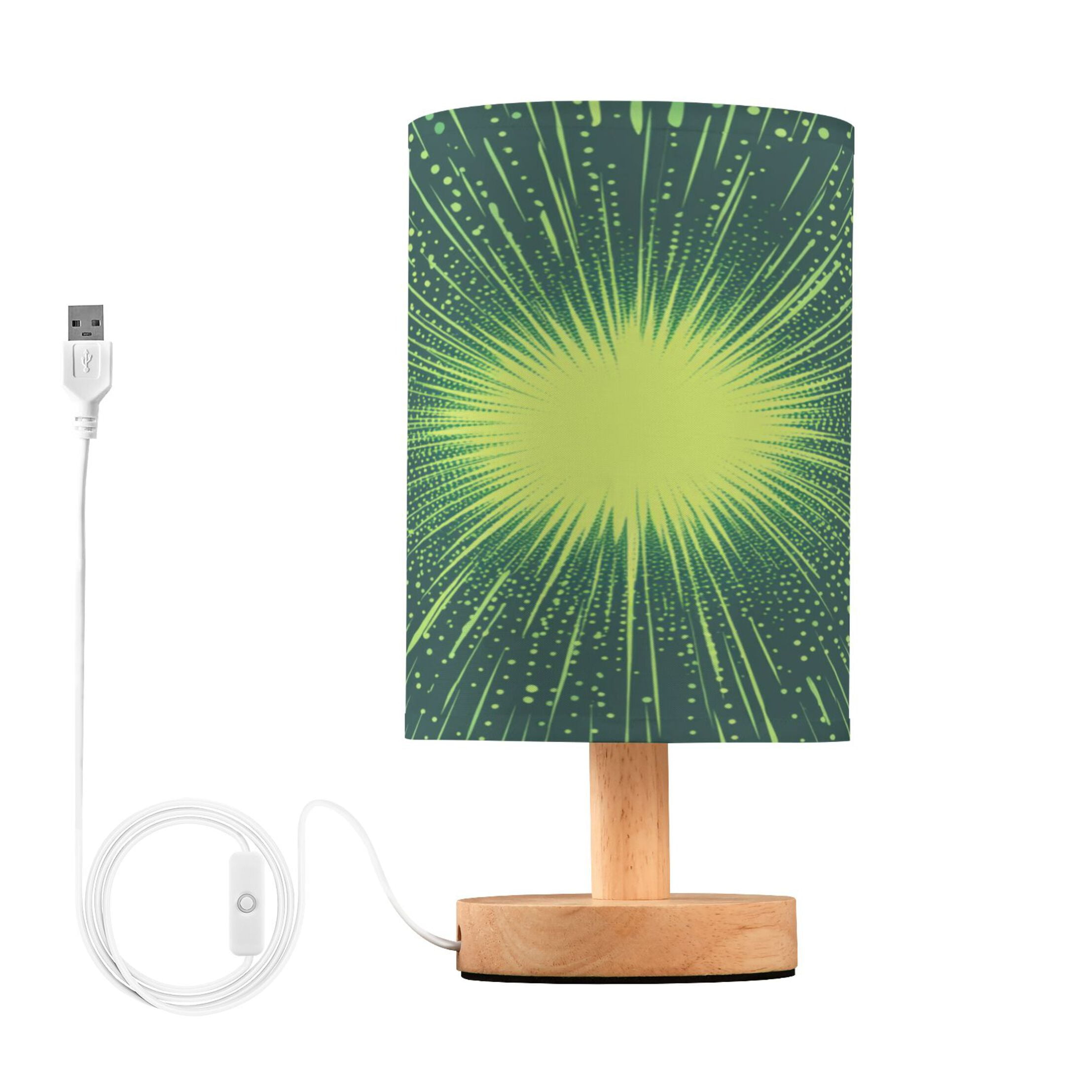Green Lightning Bolts Small Lamp Printed Gifts Table Lamp USB Bedside ...