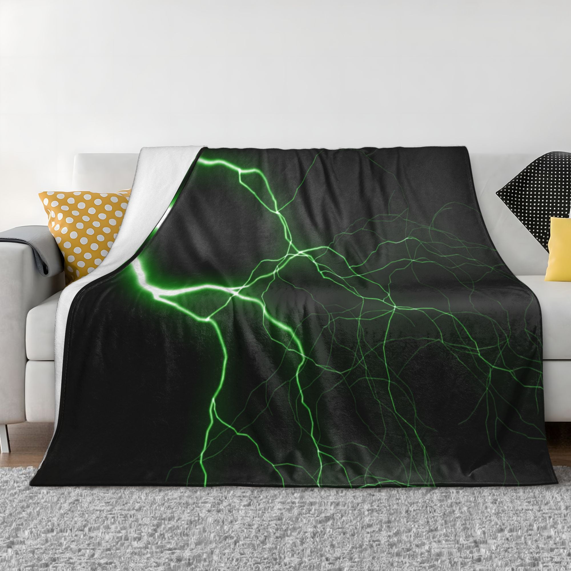 Green Lightning Throw Blankets 40"X30" Lightweight Cozy Soft Warm ...