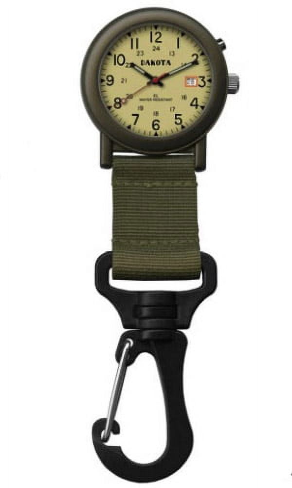 Green Lightweight Clip Watch with Military Dial and EL Backlight ...