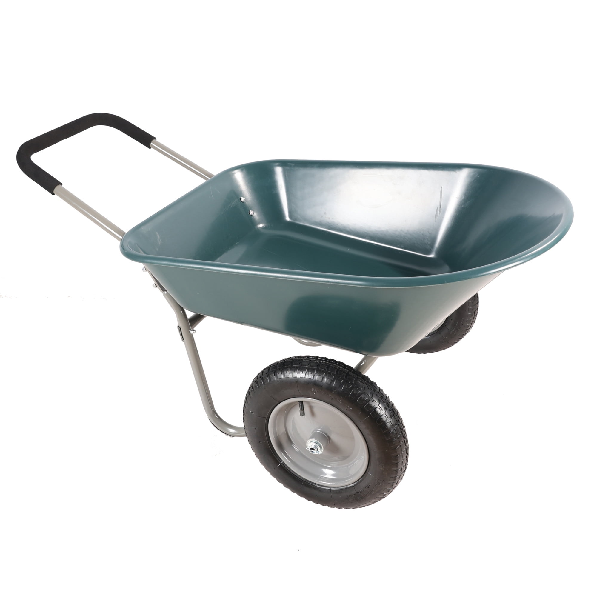 Green Lightweight Two Wheeled Garden Trolley with Pneumatic Wheels and ...