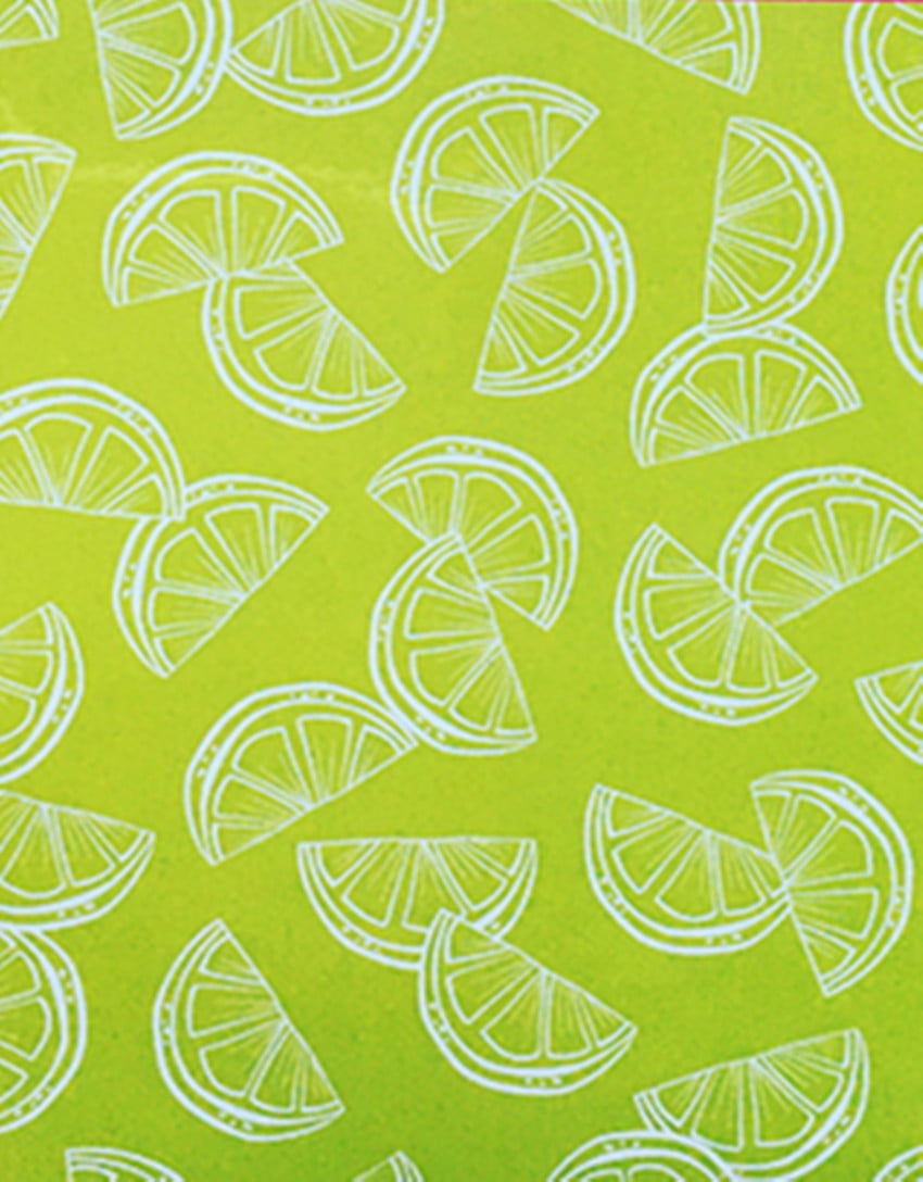 Green Lime Citrus Linework PEVA Vinyl Flannel Backed Tablecloth (52" x ...