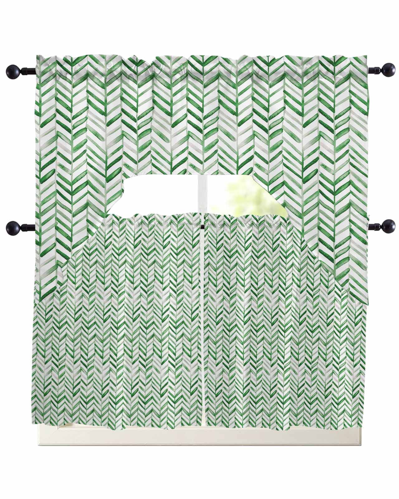 Green Line Swag Curtains for Living Room/Bedroom Windows, Vintage ...