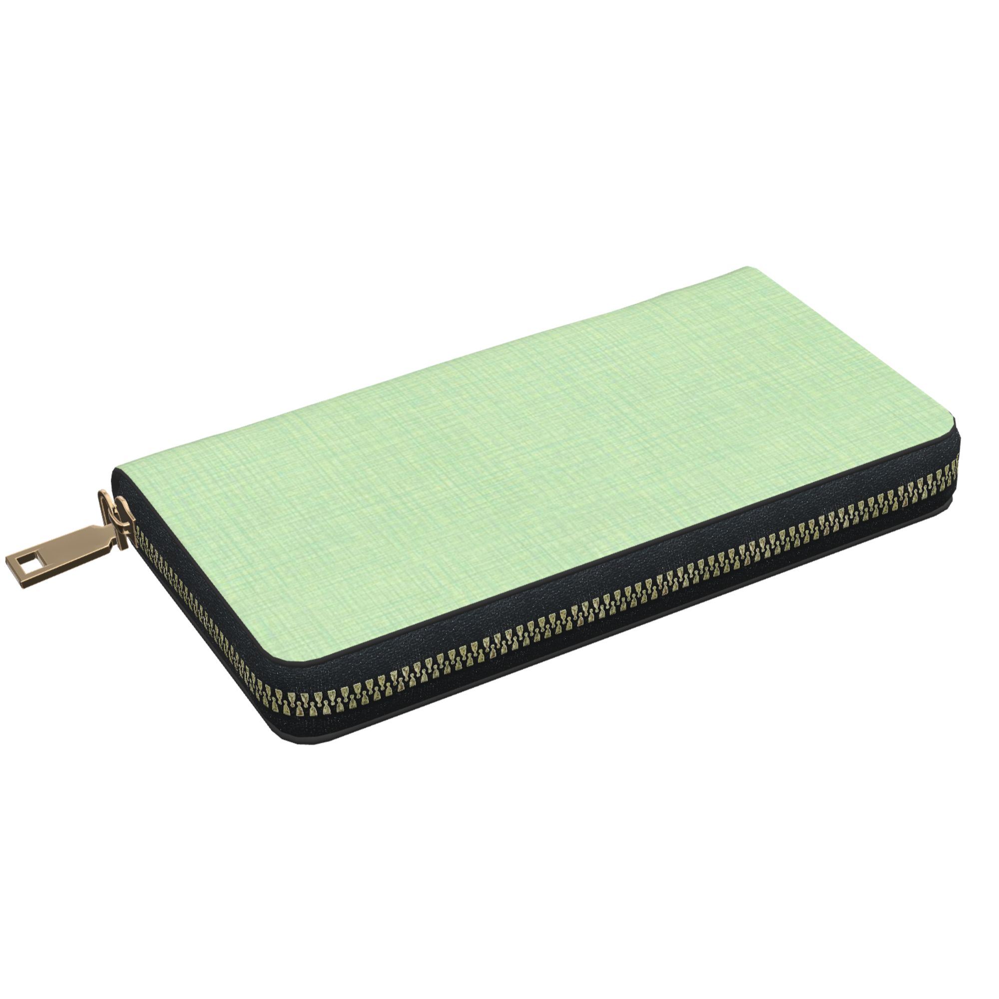 Green Linen For Women Leather Zip Phone Clutch Pu Clutch Long Purse ...