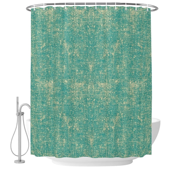 Green Linen Textured Shower Curtain for Bathroom, Vintage Rustic ...