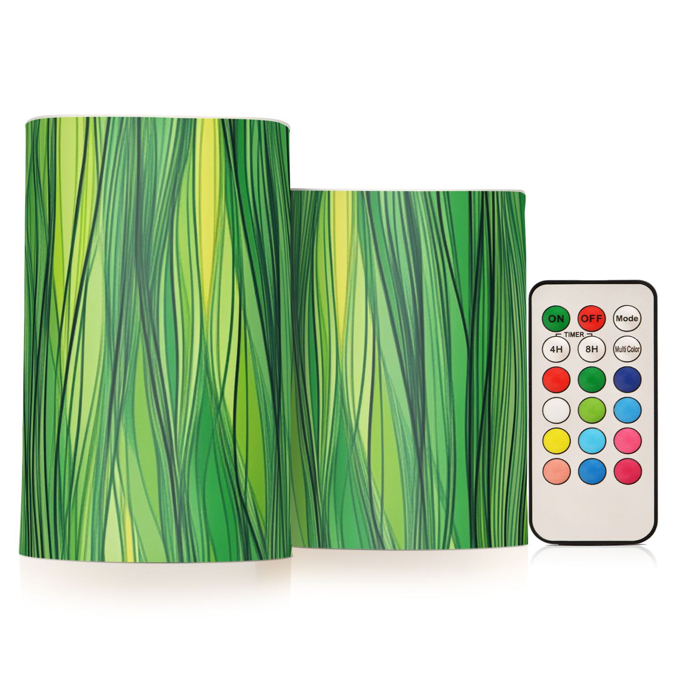 Green Lines Jumping Flickering Flameless Candles Battery Operated with ...