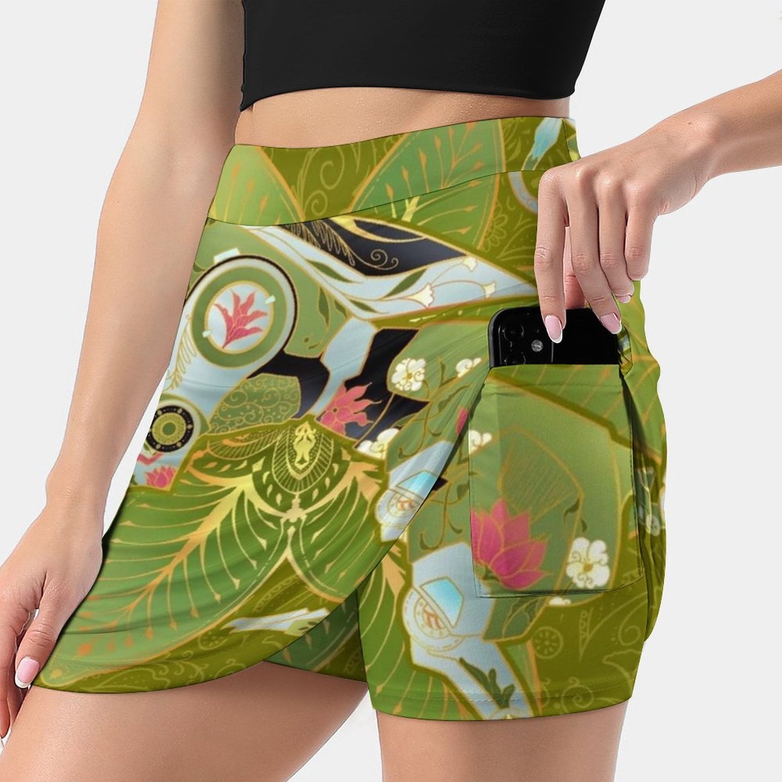 Green Lion Women's skirt Mini Skirts A Line Skirt With Hide Pocket ...