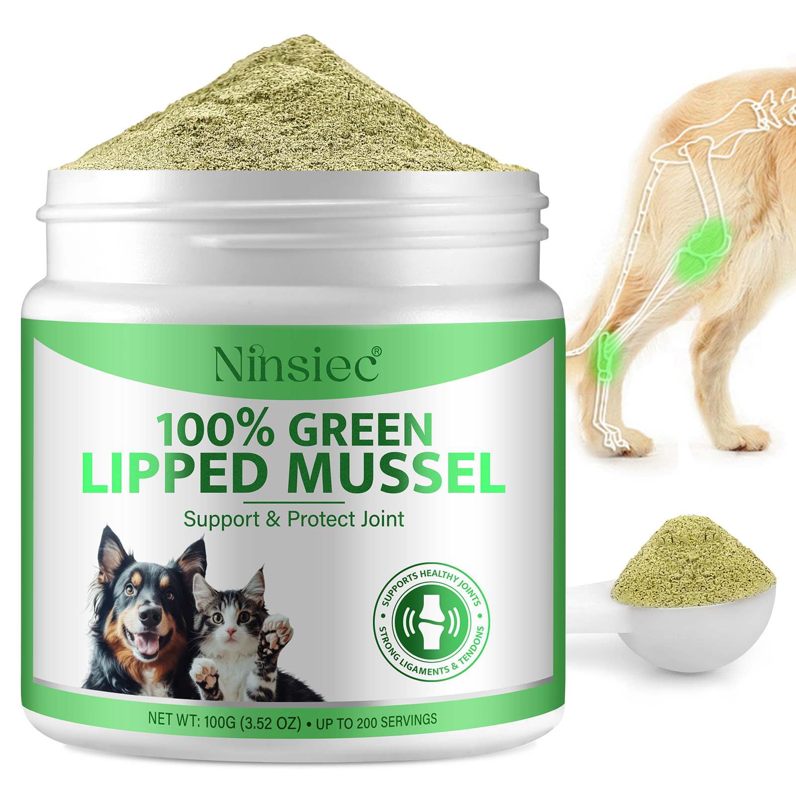 Green Lipped Mussel Powder for Dogs - Natural Hip & Joint Supplement for Joints, Tendons ...