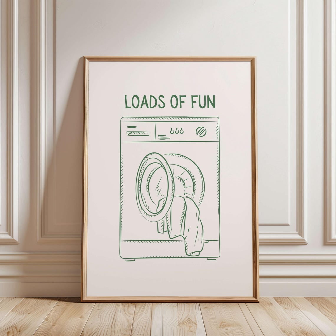 Green Loads Of Fun Poster, Minimalist Laundry Room Poster, Laundry Wall ...