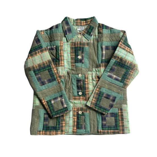 Green Log Cabin Quilted Cotton Jacket | Reversible, Regular Fit, Soft ...