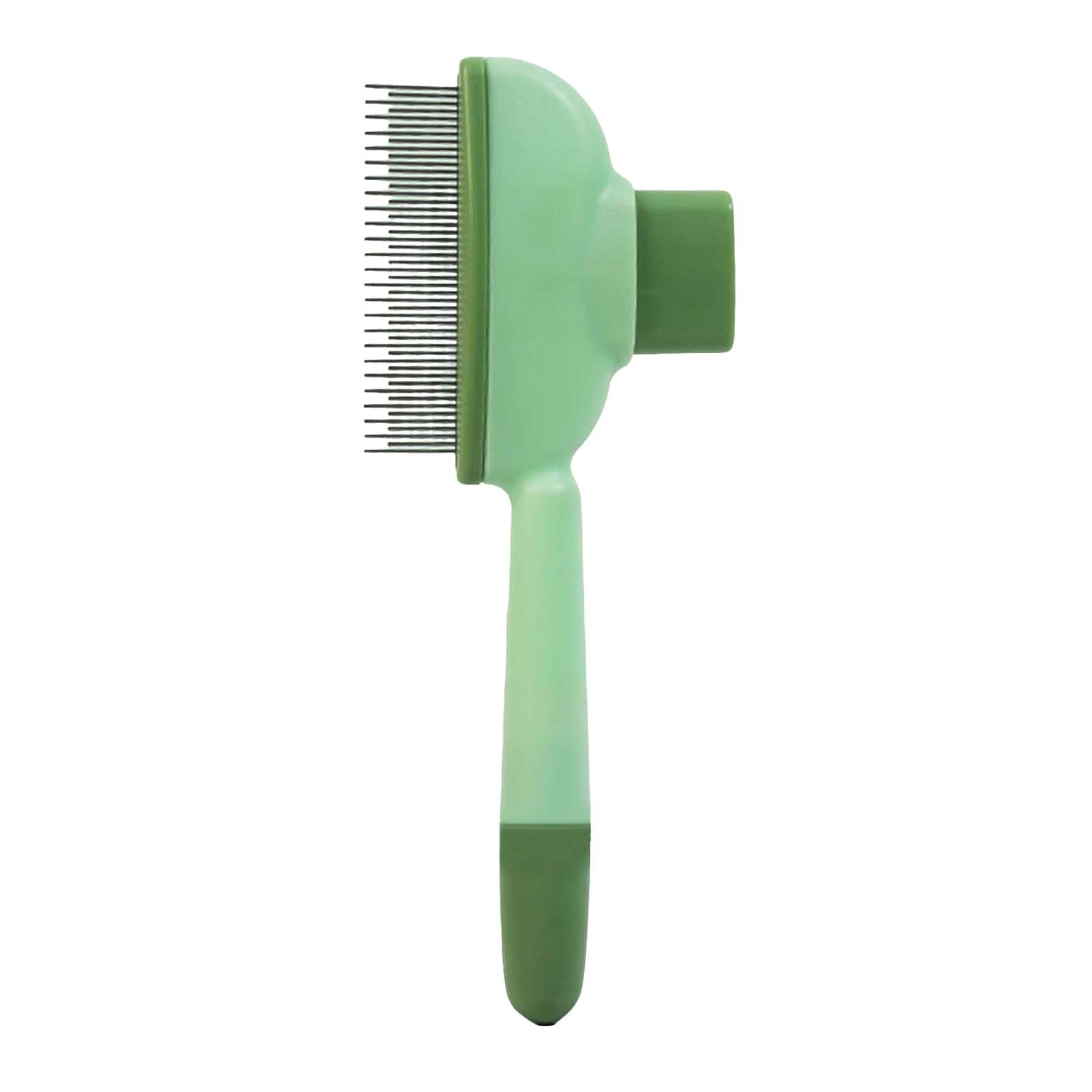 Green Long-Short Tooth Pet Comb - Self-Cleaning, Metal Teeth, Flea ...
