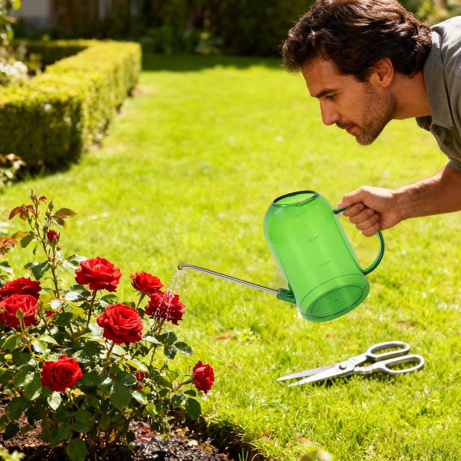 Green Long Spout Watering Can 1/2 Gallon, 1 Count 2 Liter Plastic Plant ...