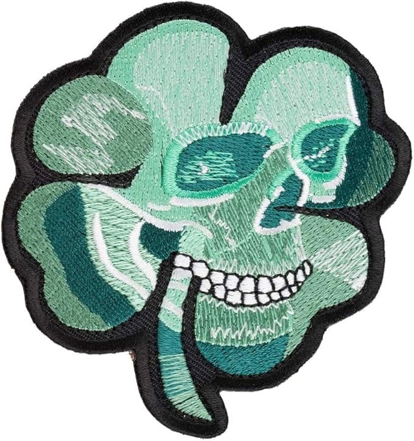 Green Lucky Clover Skull Patch, Irish Biker Patches - Walmart.com