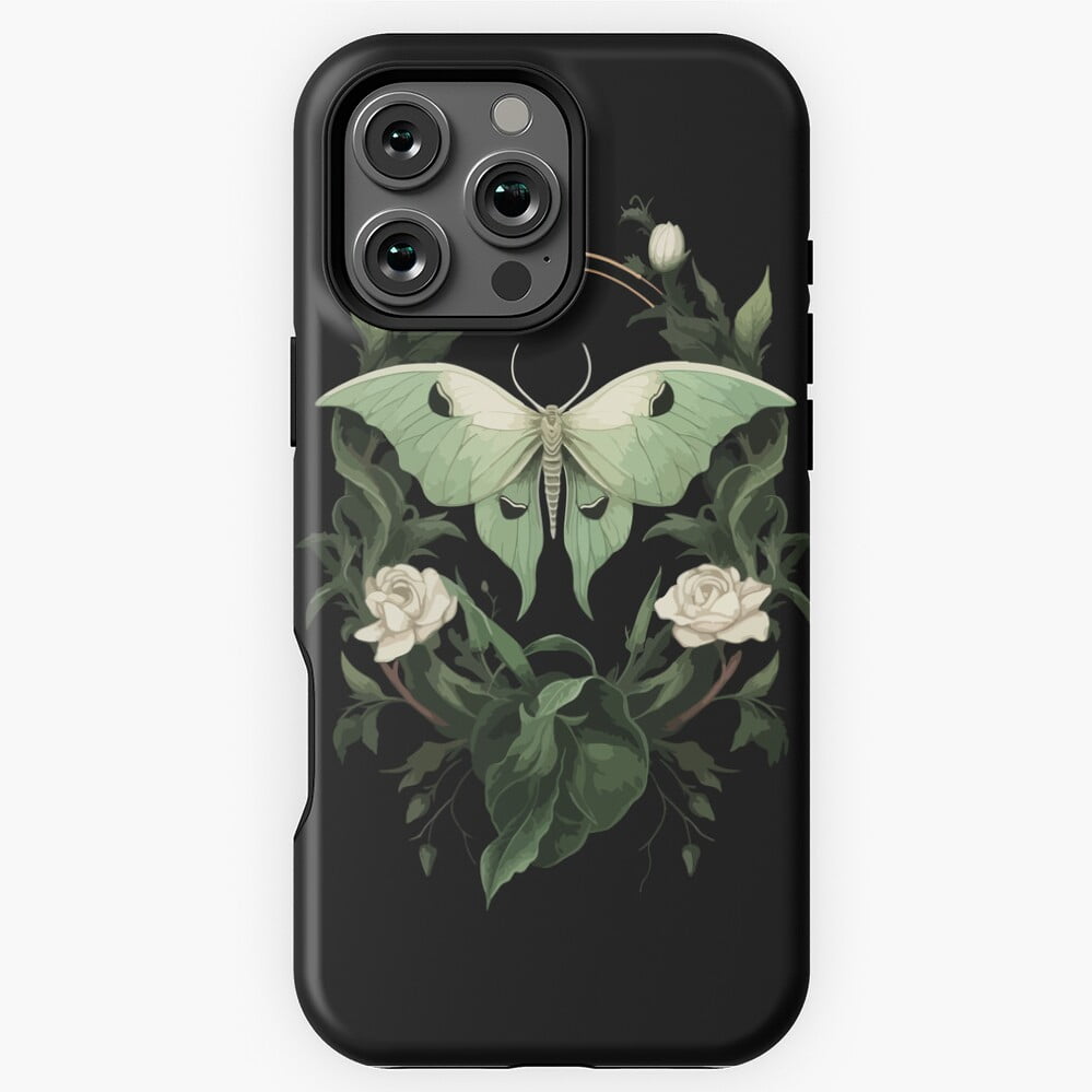 Green Luna Moth Mystical Insect Art Phone Case for iPhone 16 15 14 13 ...